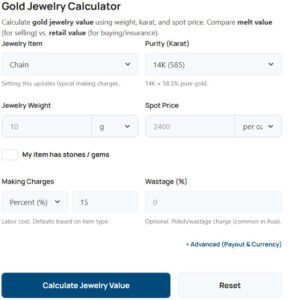 Gold Jewelry Calculator: Real Melt Value & Cash Offer
